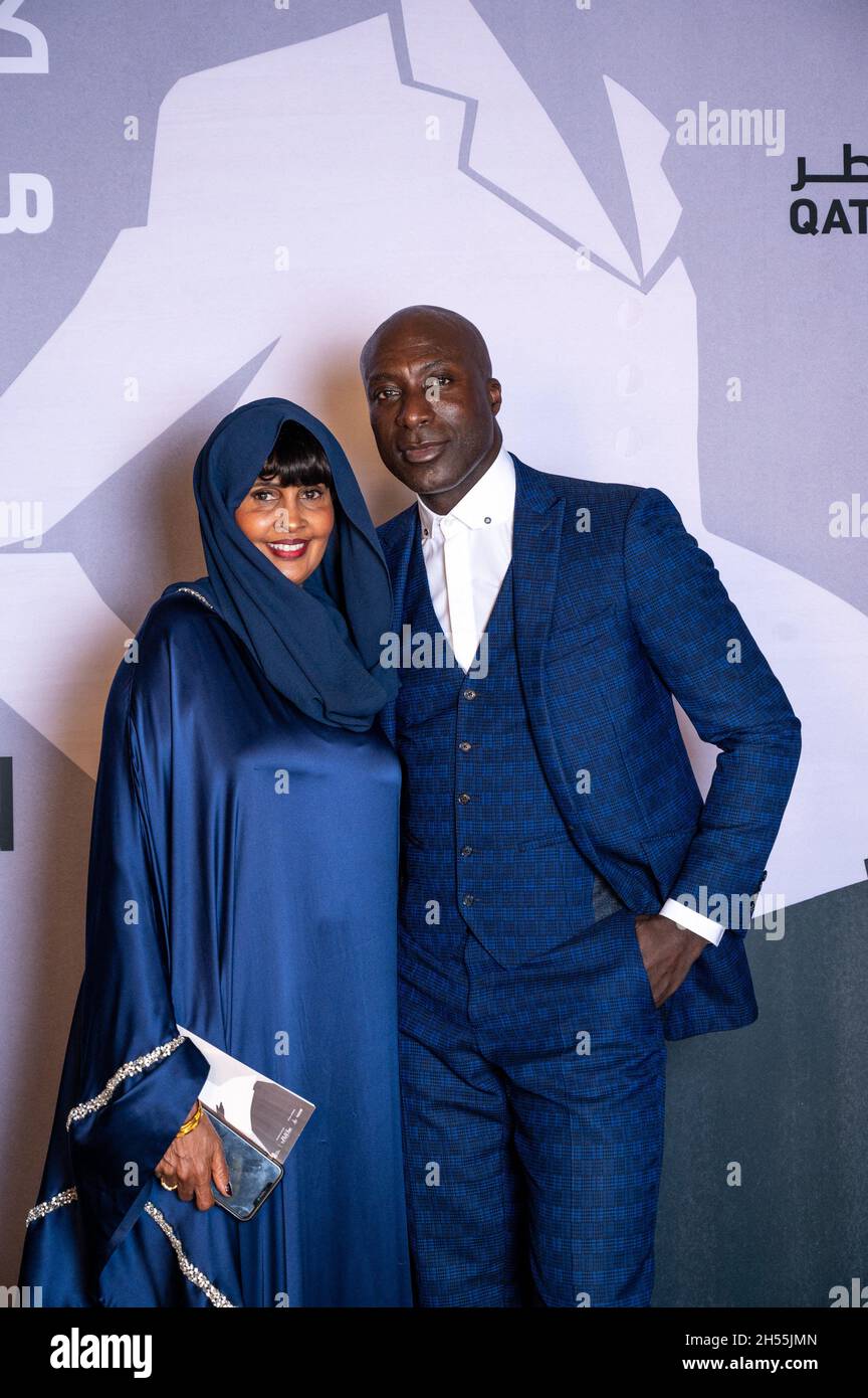 British fashion designer (Sir) Oswald Boateng and Maryam Egal arrive to ...