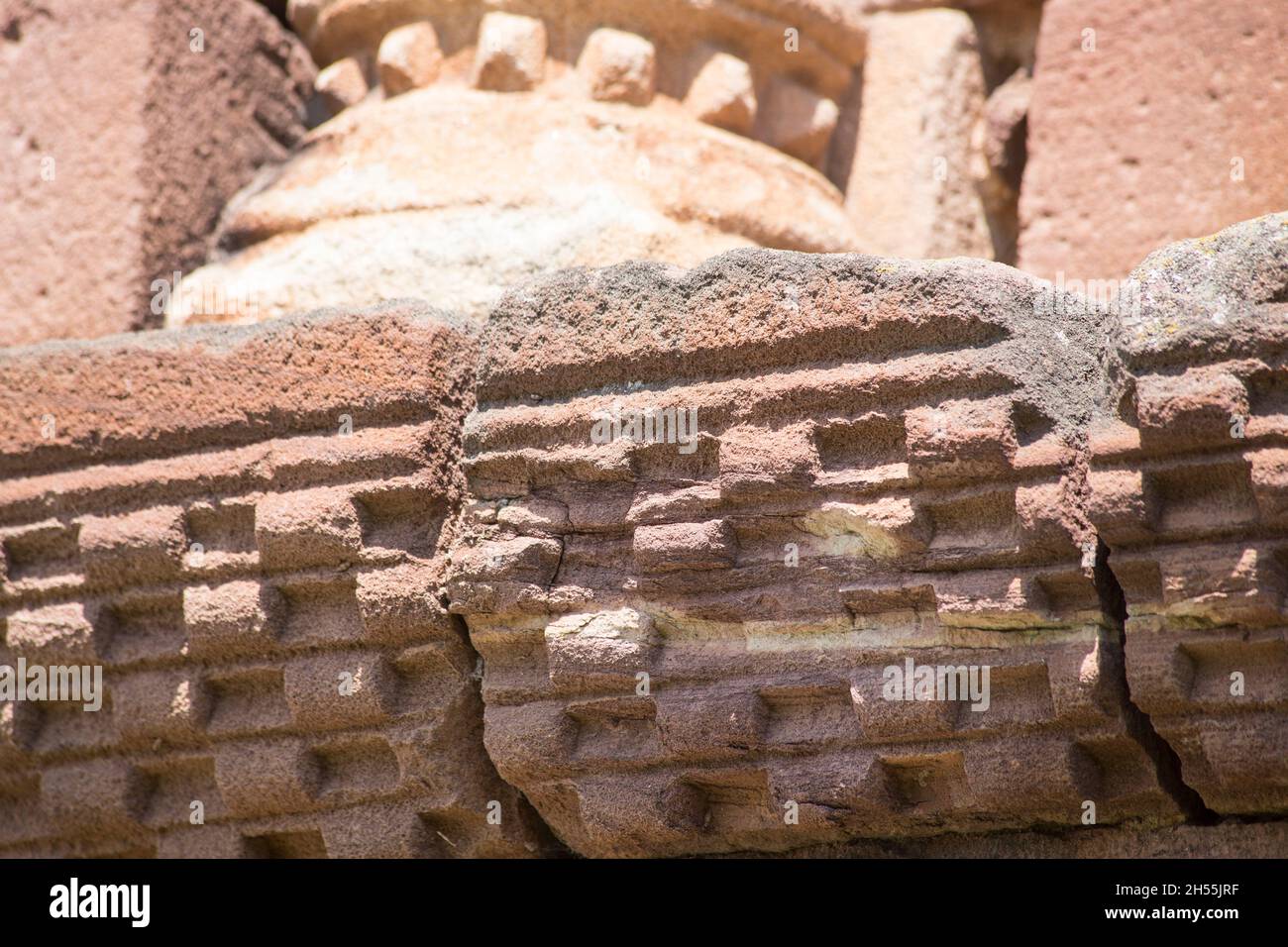 A church of San Juan de Amandi, Villaviciosa, Asturias. stone ribbon in ...