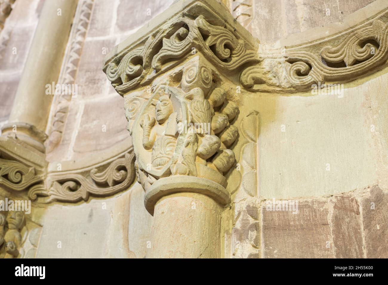 A Church of San Juan de Amandi, Villaviciosa, Asturias. Sandstone ...