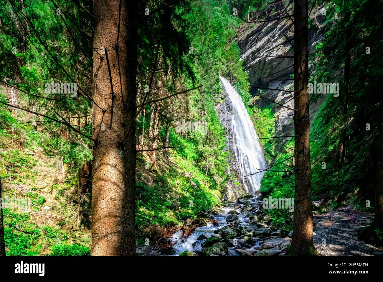 Hiking to the Pojer Waterfalls Ahrntal South Tyrol Italy Stock Photo ...