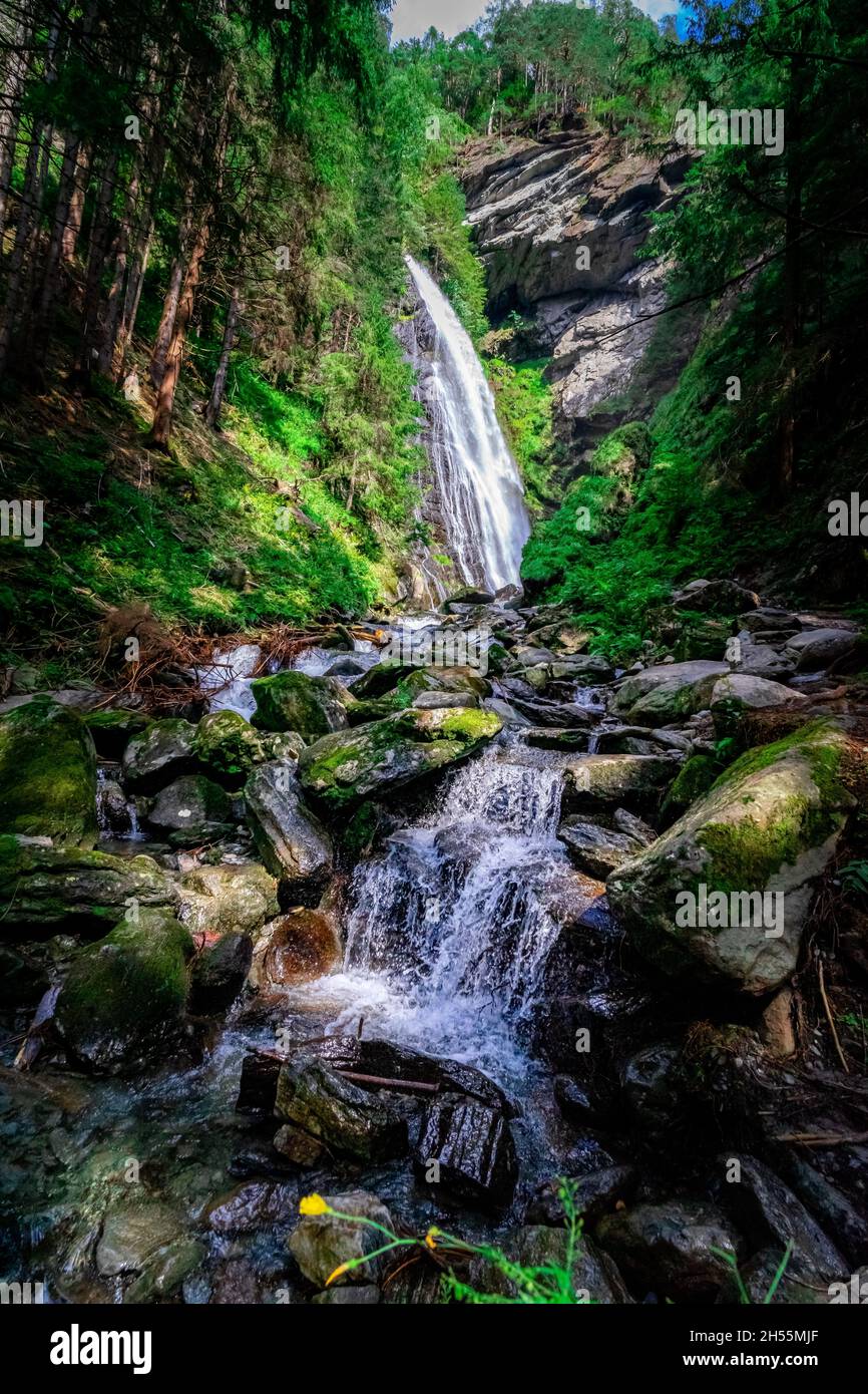 Hiking to the Pojer Waterfalls Ahrntal South Tyrol Italy Stock Photo ...