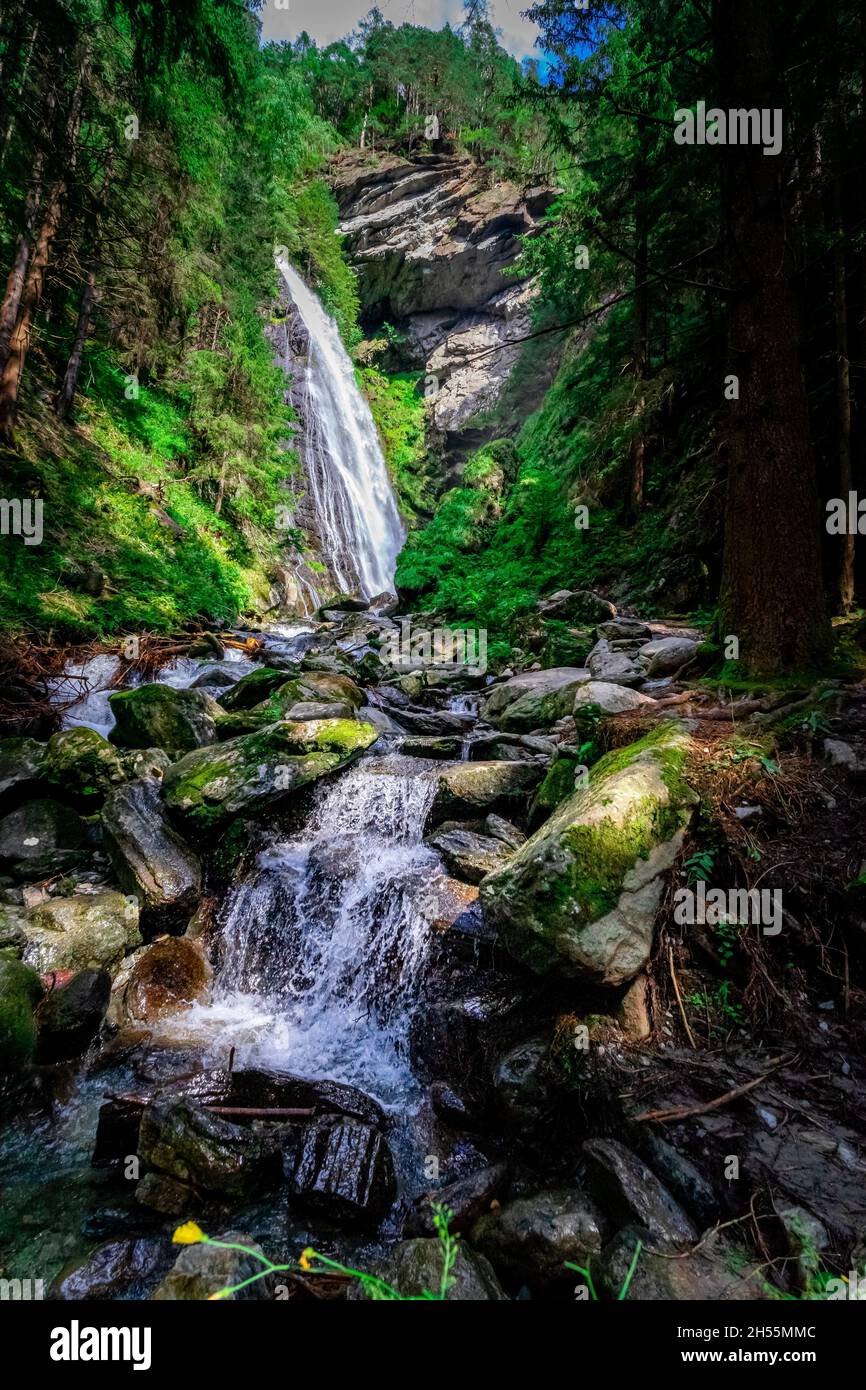 Hiking to the Pojer Waterfalls Ahrntal South Tyrol Italy Stock Photo ...