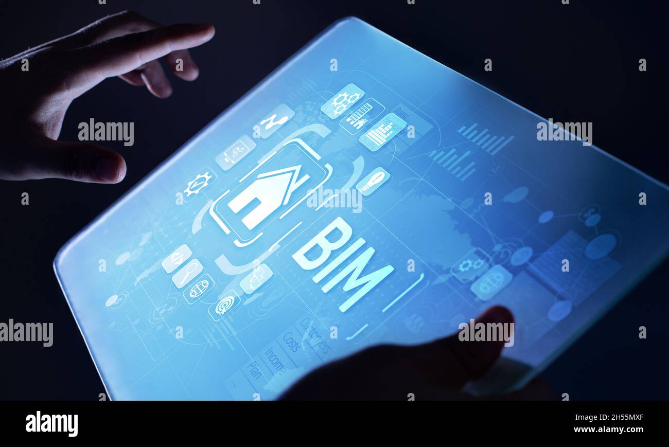 BIM Building Information Modeling Technology concept on virtual screen ...