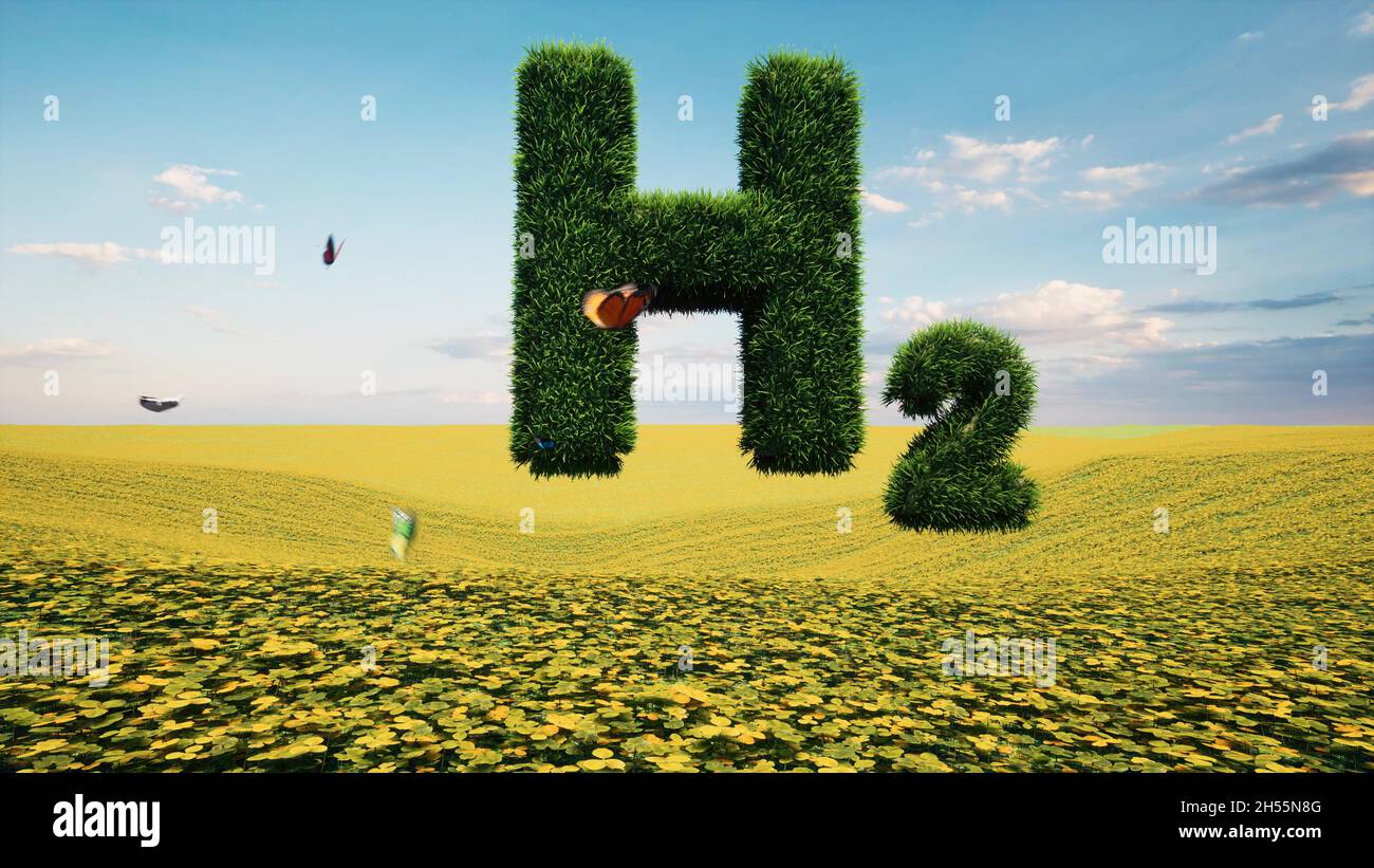 Sign text H2 on field Sustainable energy Futuristic technology concept ...