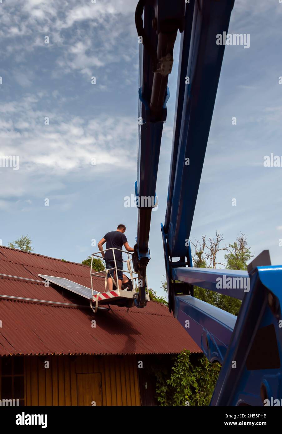 Montage of solar panel on a roof top Stock Photo - Alamy
