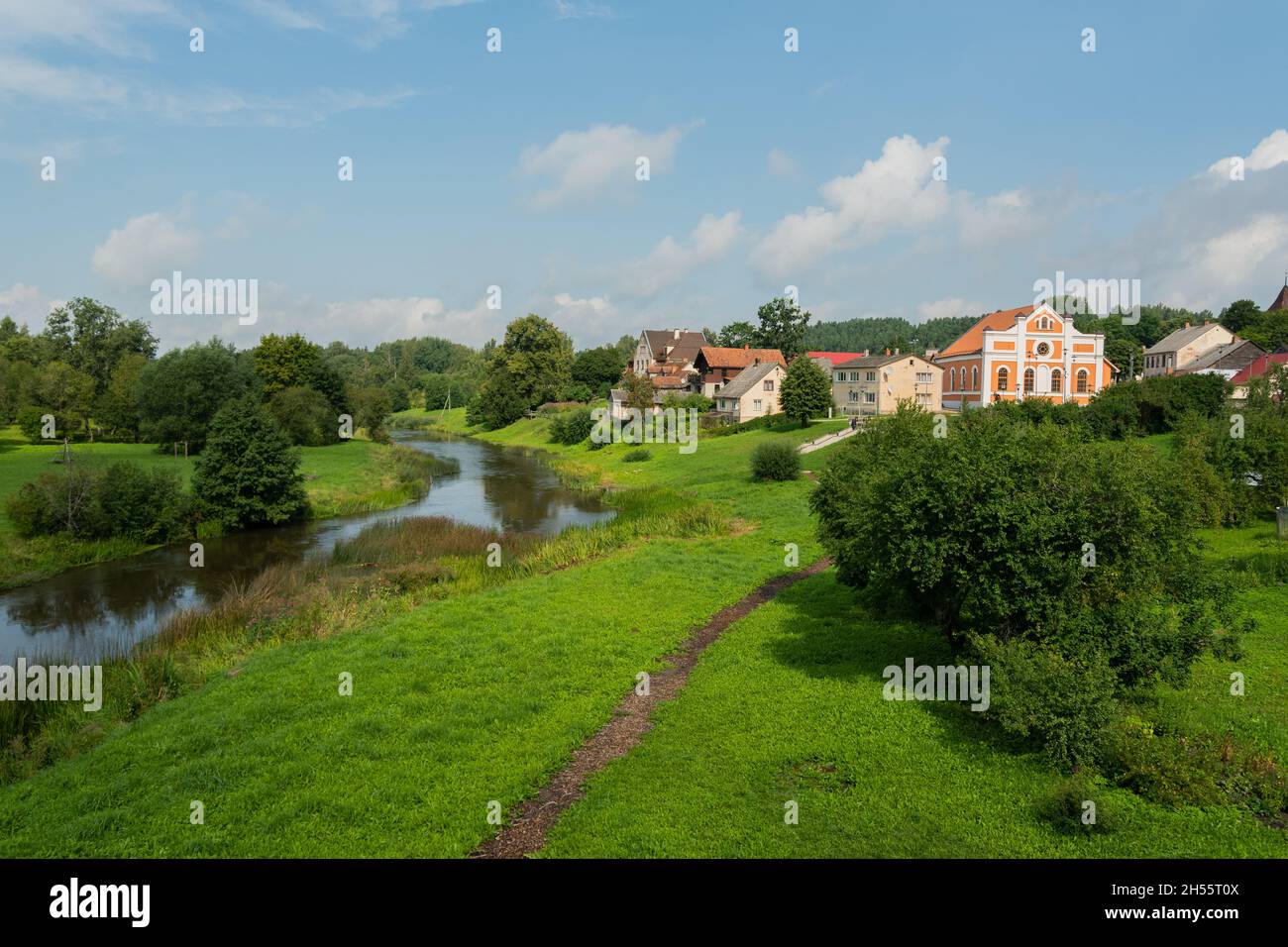 View to Synagogue on the coast of river Abava Stock Photo - Alamy