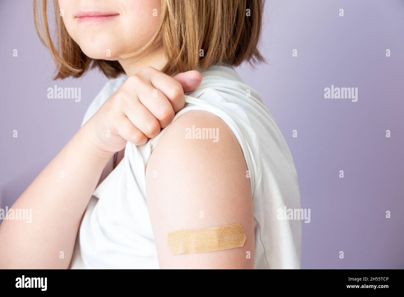 Children receiving vaccine at out side of the thigh.Children vaccine ...
