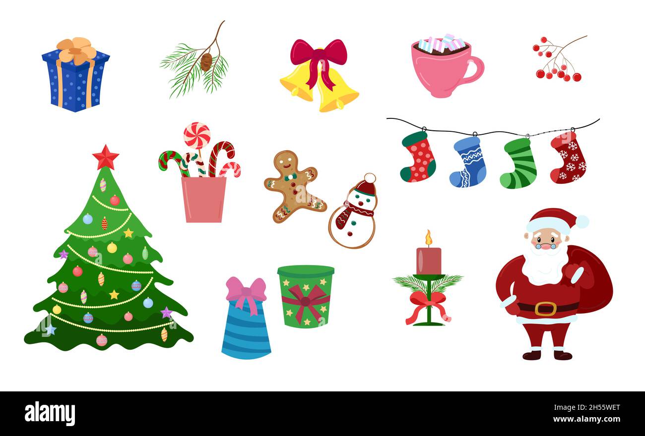 Santa elements bundle Stock Vector Images - Alamy