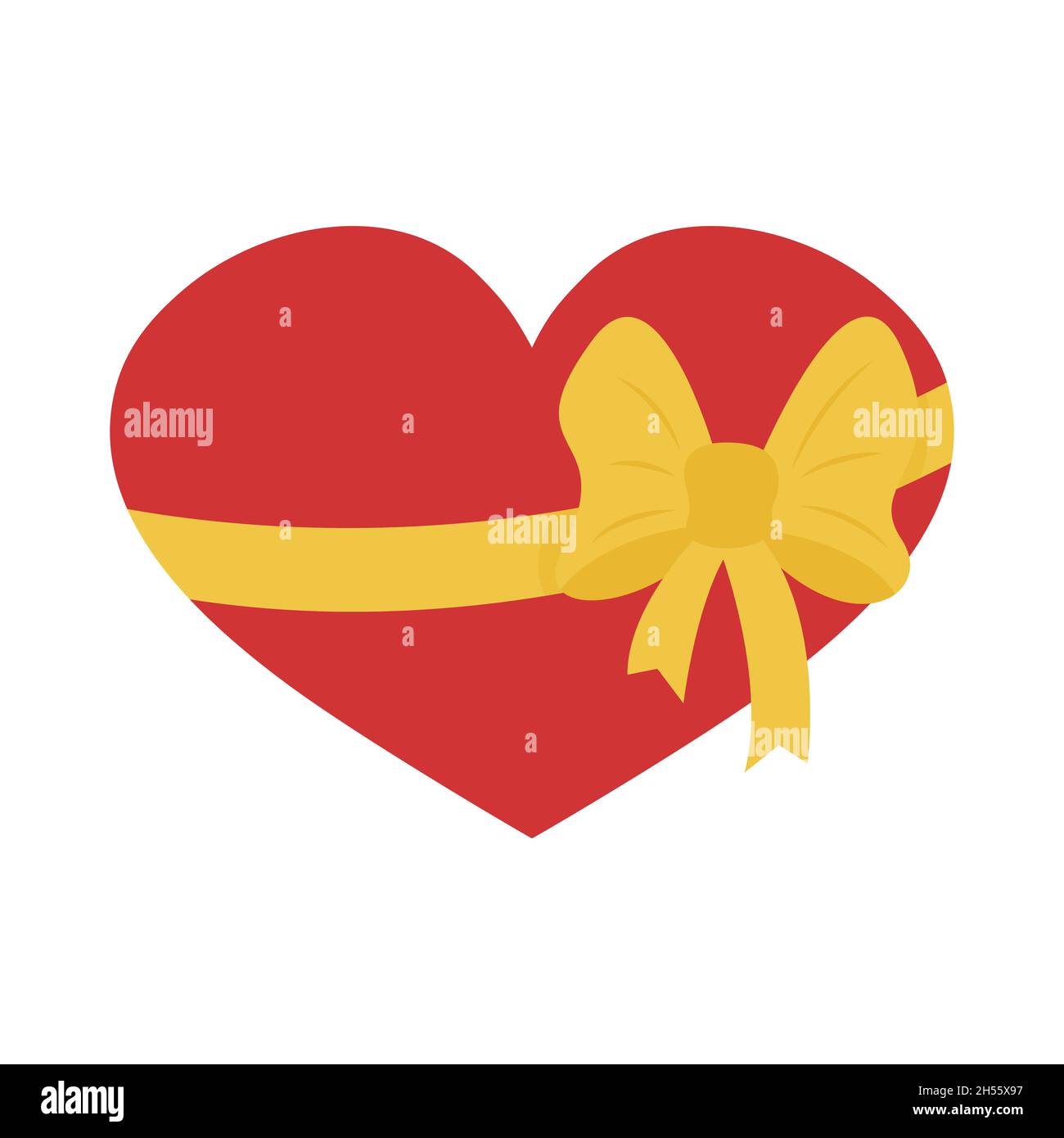 Heart with bow. Symbol of love isolated on white background. Present ...