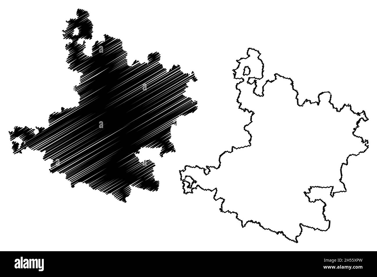 Sivaganga district (Tamil Nadu State, Republic of India) map vector ...
