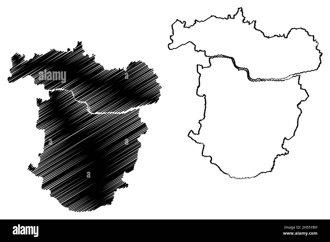 Sonbhadra district (Uttar Pradesh State, Republic of India) map vector ...