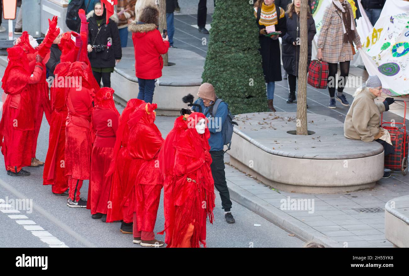 STOCKHOLM, SWEDEN - NOVEMBER 6, 2021. Climate activists Extinction ...