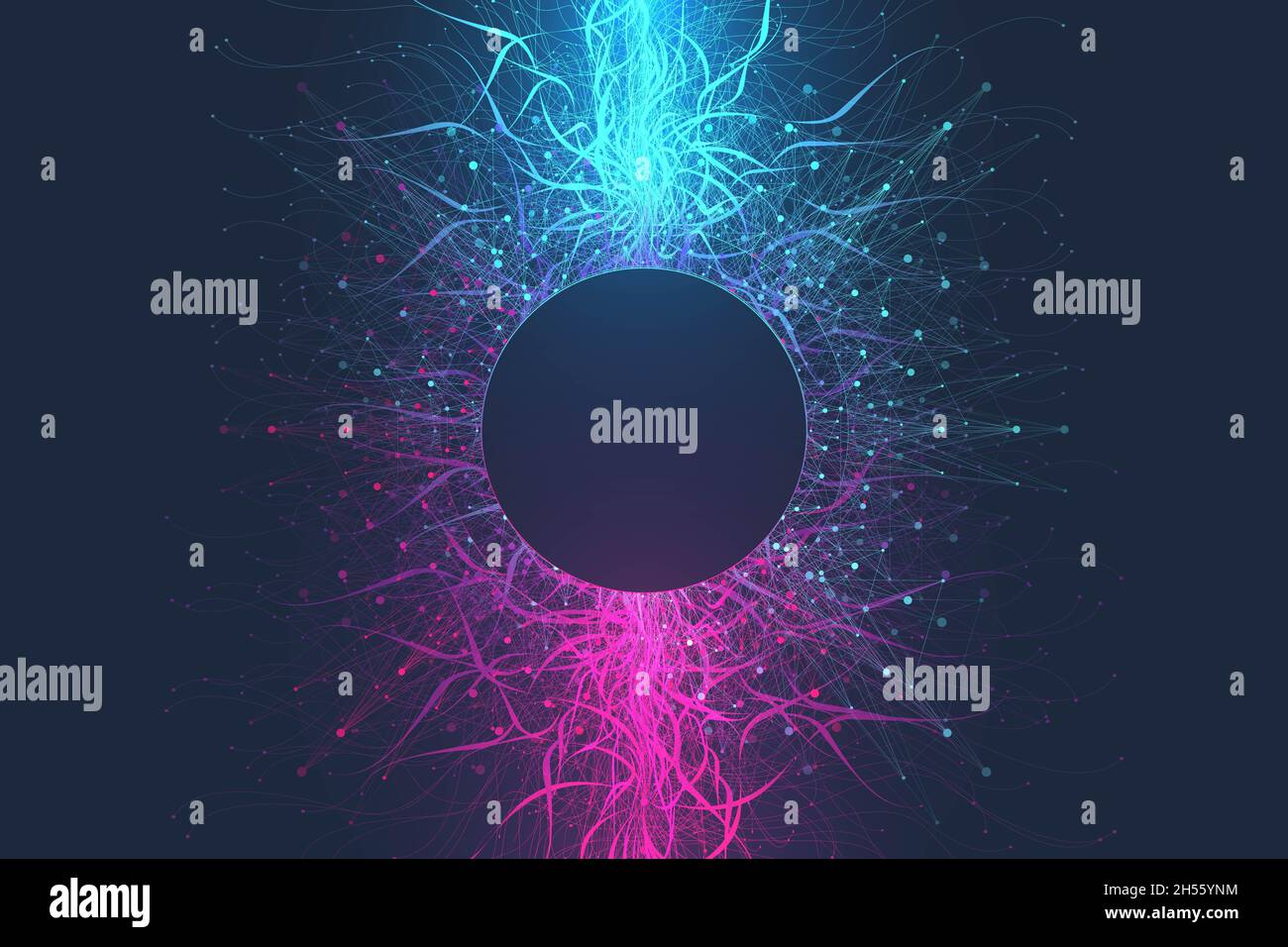 Quantum computer technology concept. Deep learning artificial intelligence. Big data algorithms ...