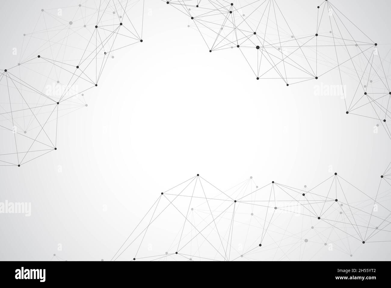 Technology abstract background with connected line and dots. Big data visualization. Artificial ...