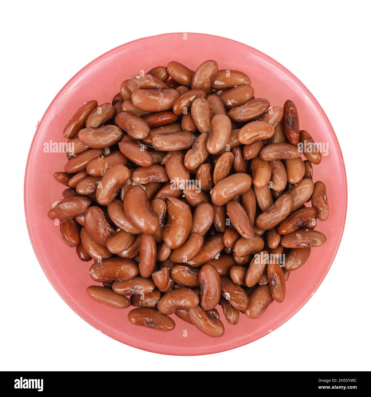 Tinned beans in red bowl on white background. Studio Photo Stock Photo ...