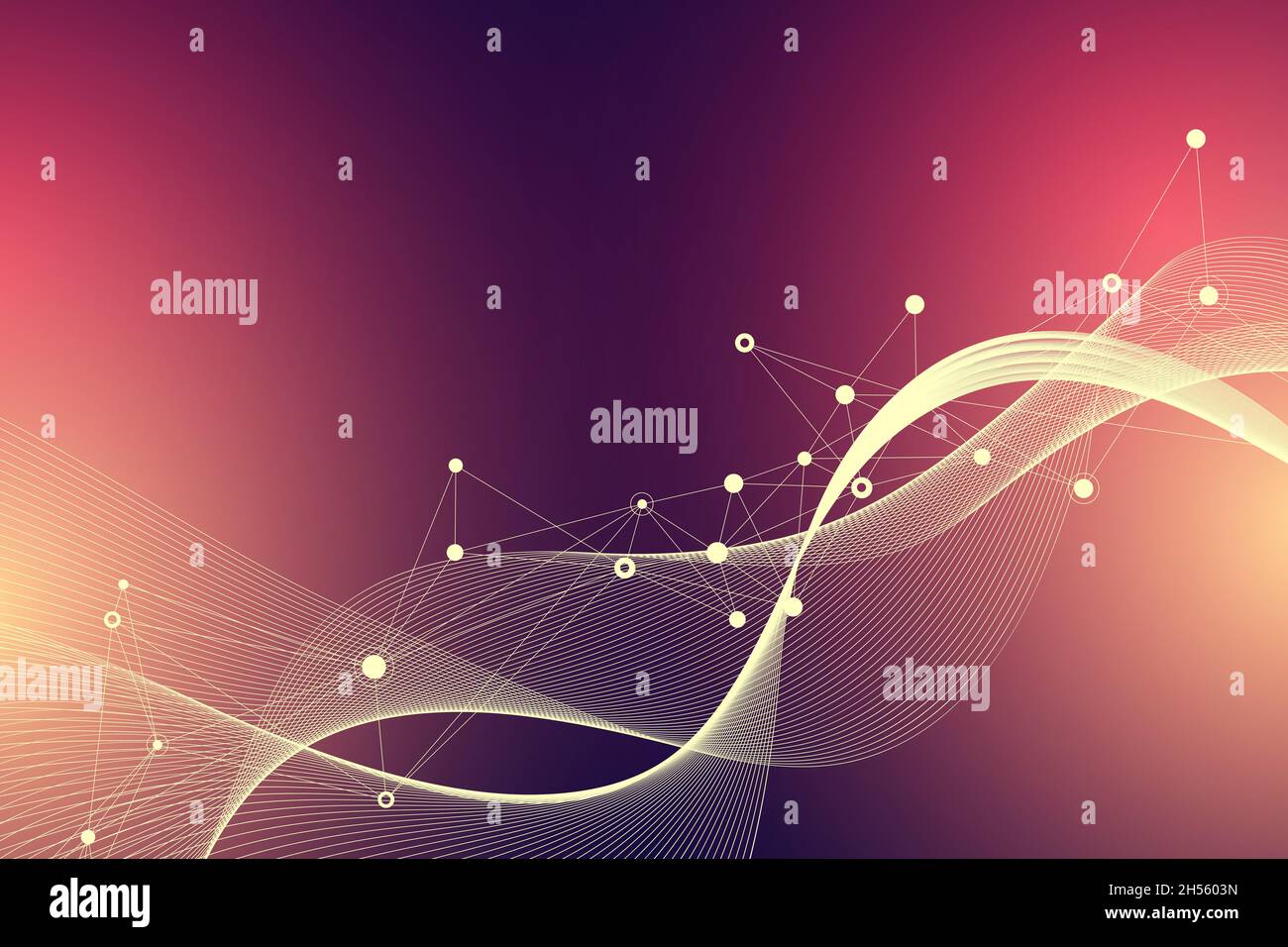 Technology abstract background with connected line and dots. Big data visualization. Artificial ...