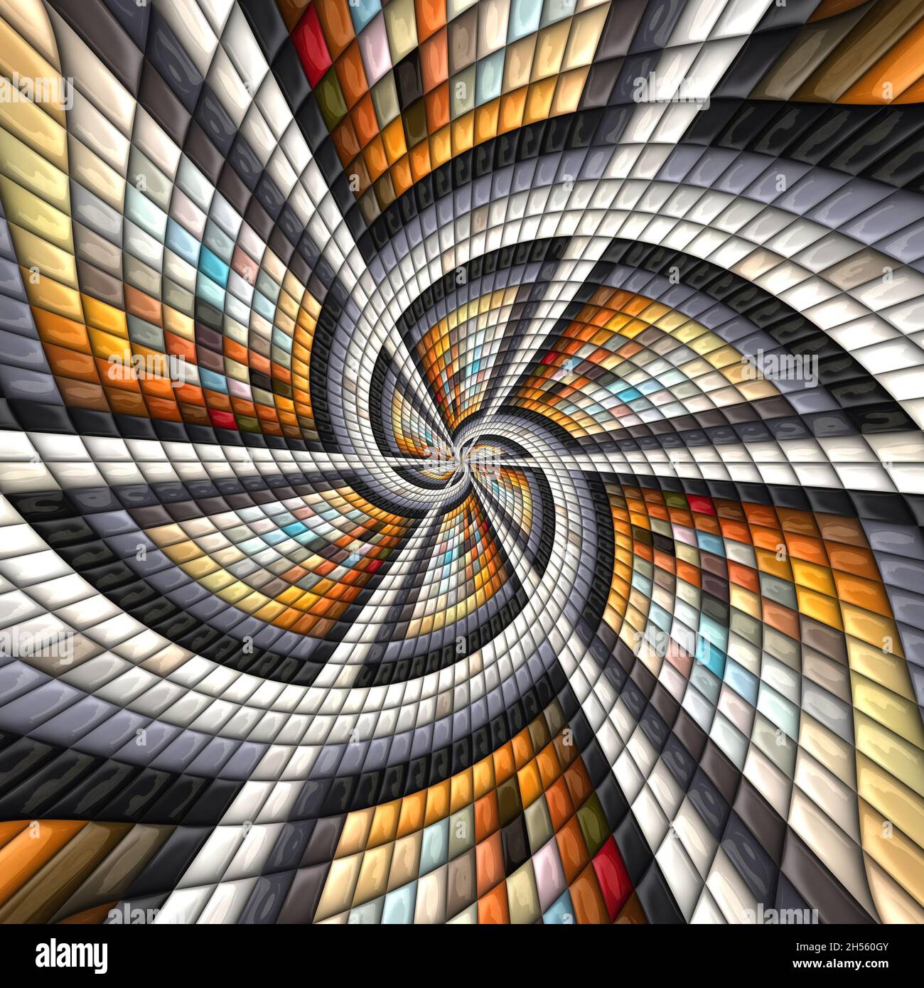 3D render of puff pixels colorful fractal ornament mosaic background ...