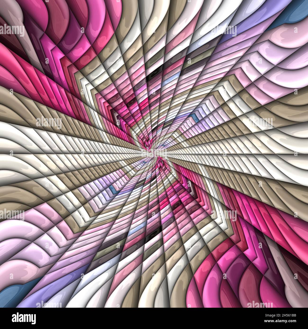 3D render of puff pixels colorful fractal ornament mosaic background ...