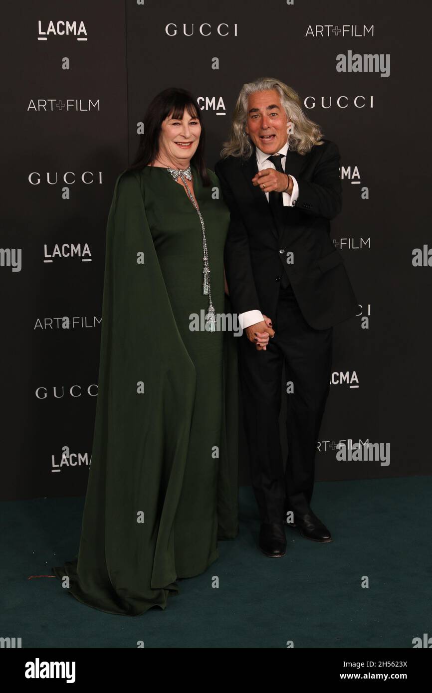 Anjelica Huston and Mitch Glazer arrive at the 2021 LACMA Art + Film Gala held at LACMA in Los ...