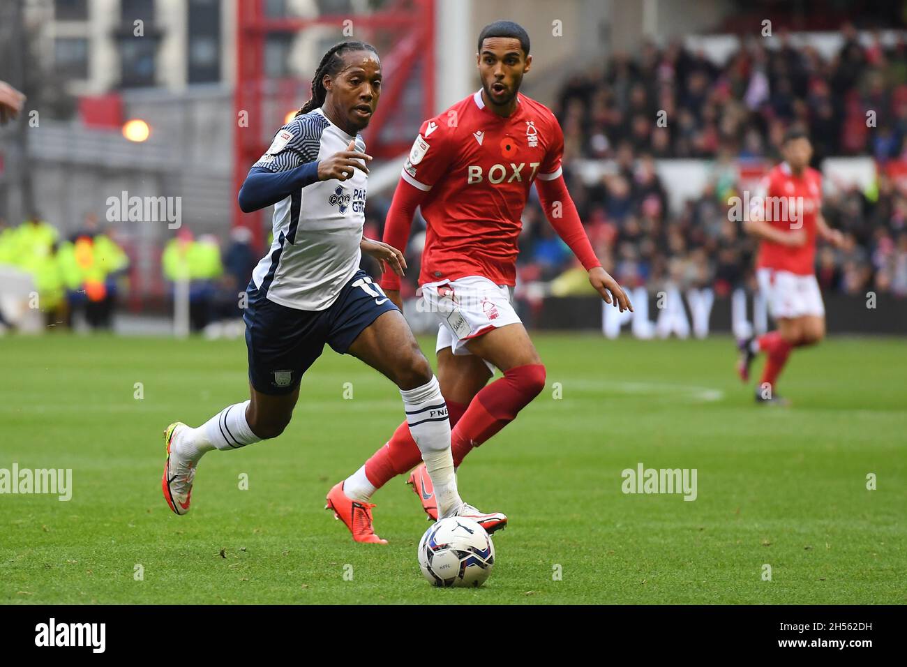 NOTTINGHAM, GBR. NOV 6TH Daniel Johnson of Preston North End runs with ...