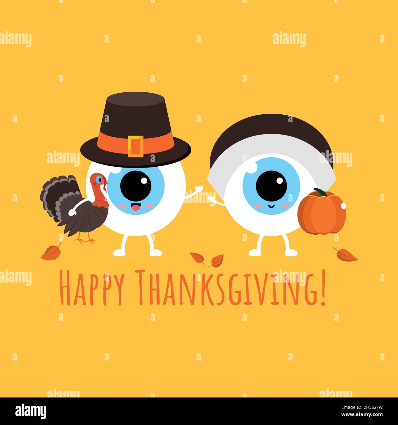 Thanksgiving eyes boy and girl in pilgrim hat with pumpkin and turkey ...