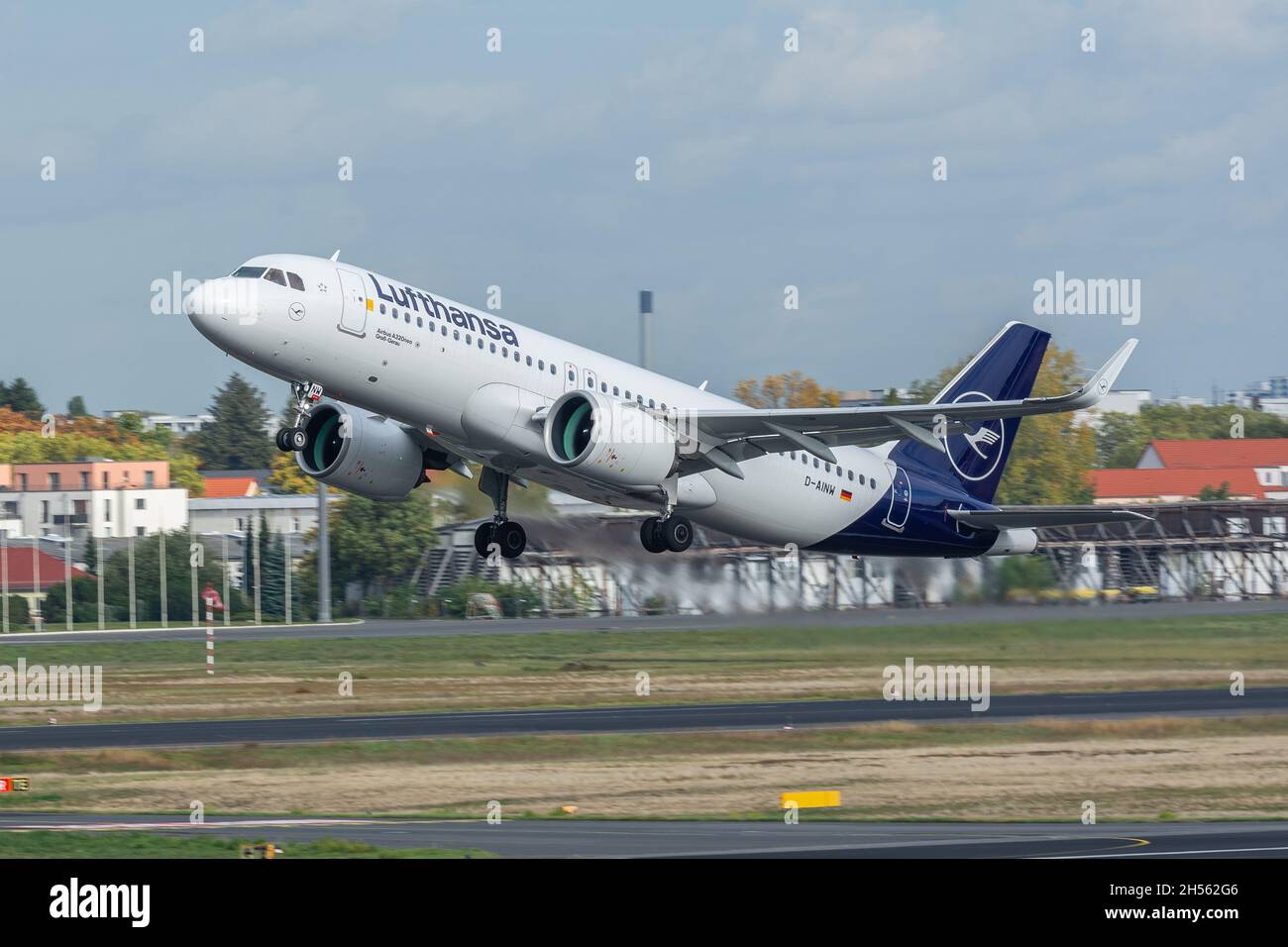 Take-off of a Lufthansa aircraft from Berlin Tegel TXL Airport Stock ...