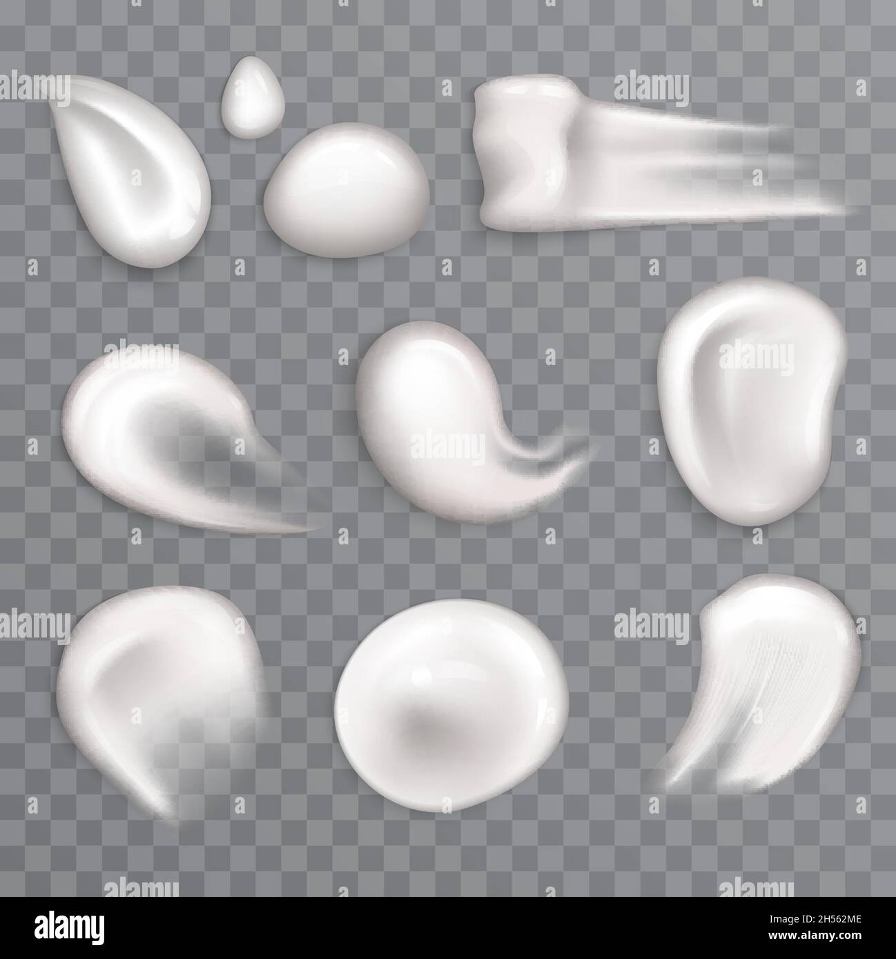 Cream drops set, white liquid splash vector illustration. 3d realistic ...