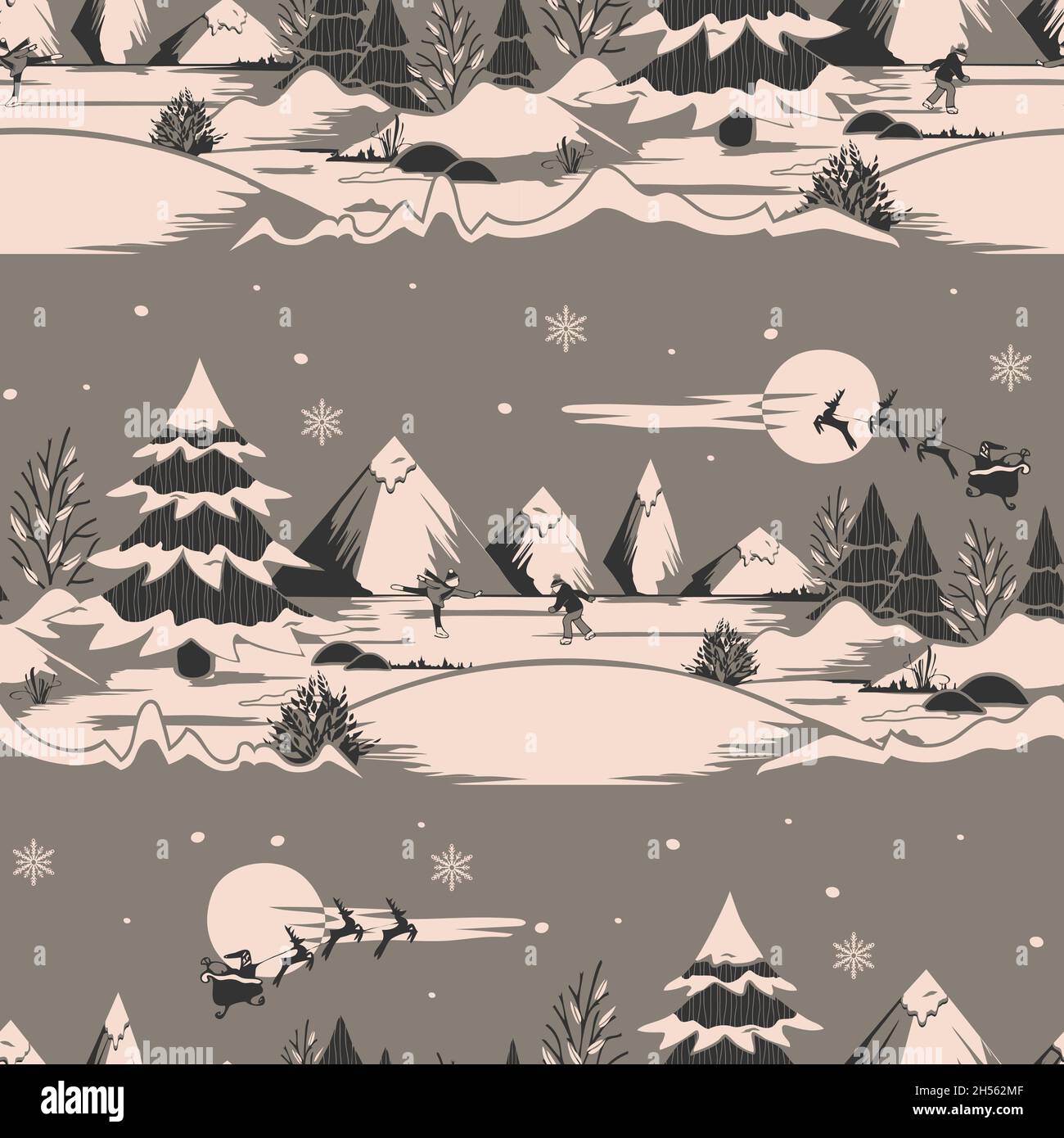 Ice skating winter wonderland ice Stock Vector Images - Alamy
