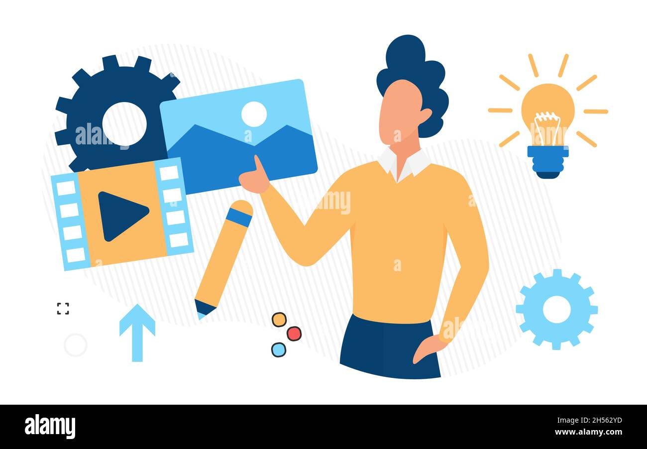 Business design, male artist is engaged in graphics rendering. Creative ...