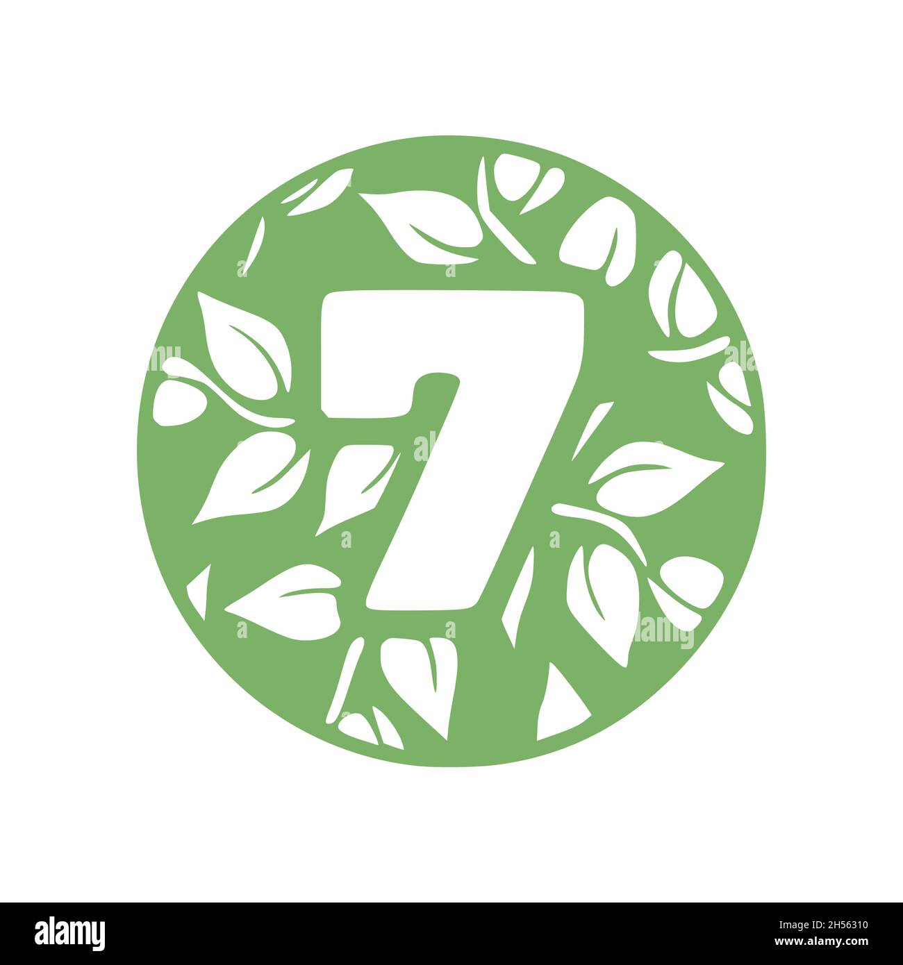 Number 7 natural hand drawn glyph icon. Seven symbol vector clip art ...