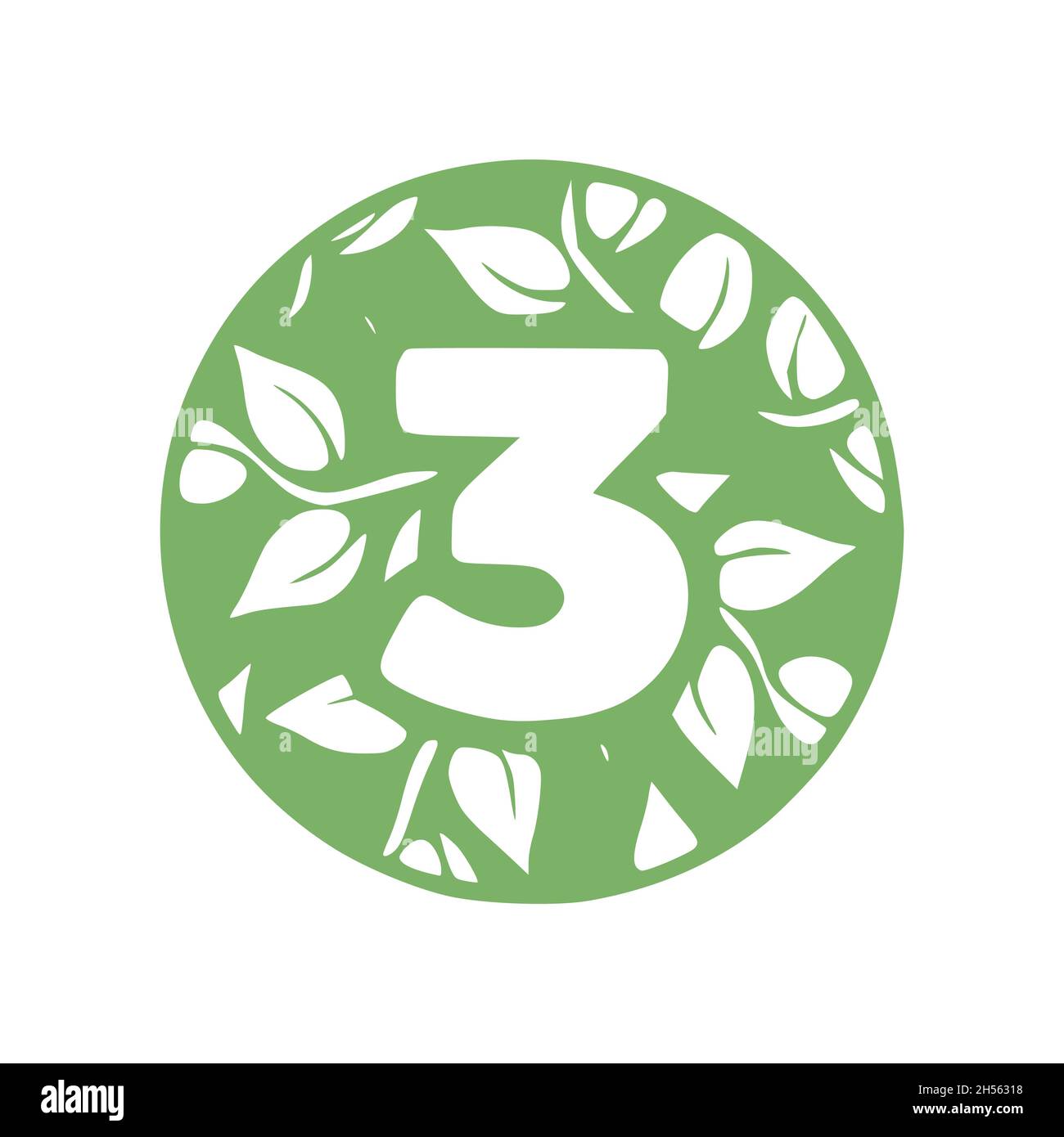 Number 3 natural hand drawn glyph icon. Three symbol vector clip art ...