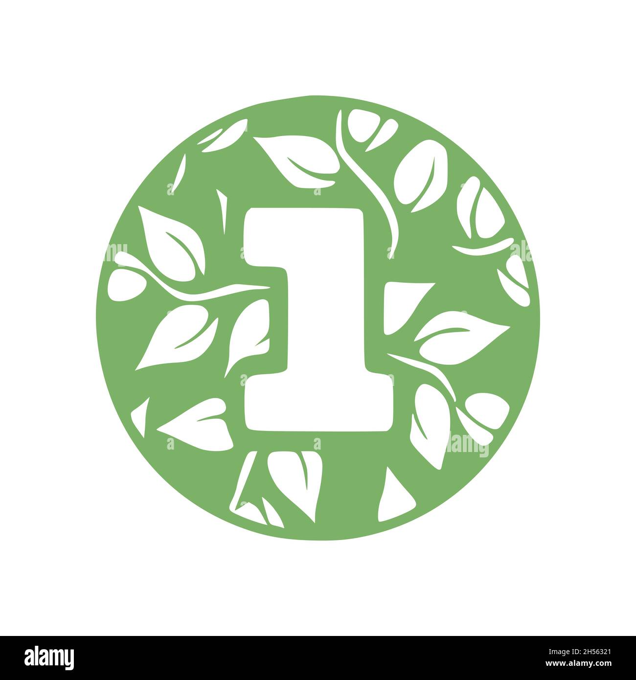 Number 1 natural hand drawn glyph icon. One symbol vector clip art ...