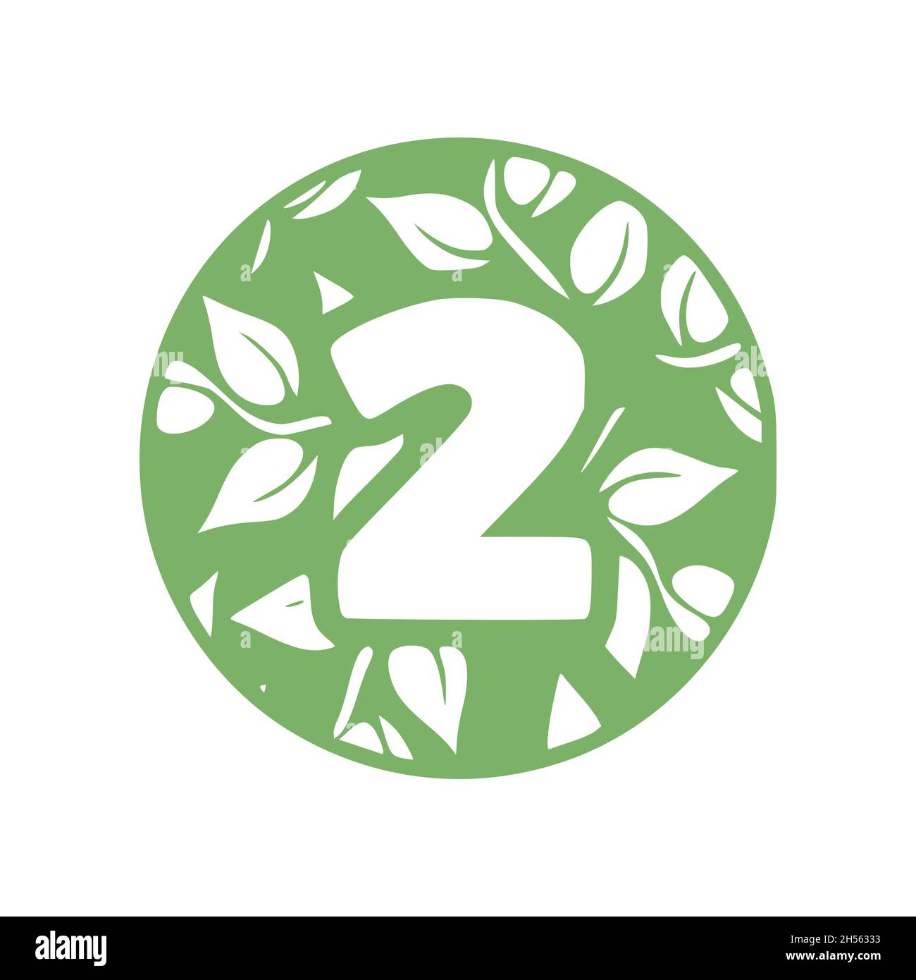 Number 2 natural hand drawn glyph icon. Two symbol vector clip art ...