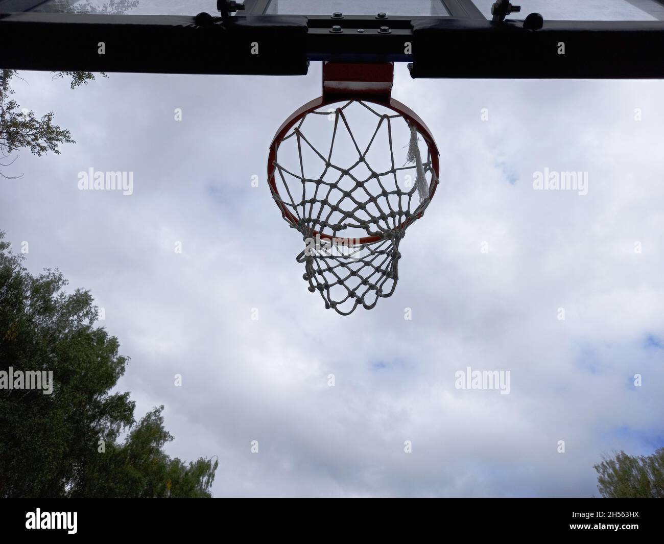 Basketball hoop on the playground in the park outdoors. High quality ...