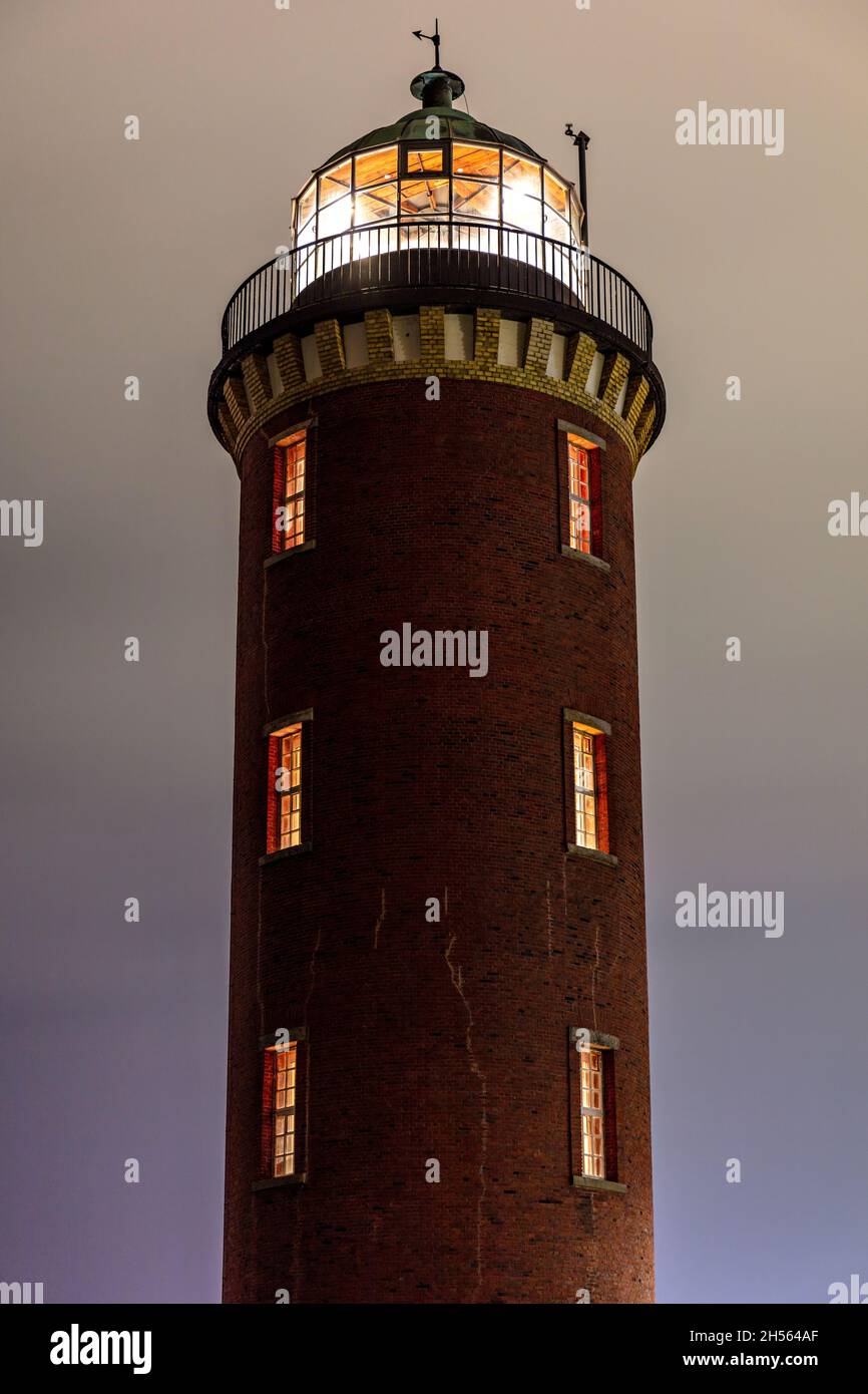 Hamburg lighthouse in Cuxhaven, Germany at night Stock Photo - Alamy