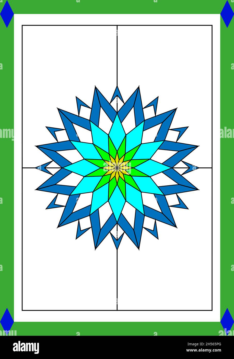 Abstract geometric floral pattern in a rectangular and square frame ...