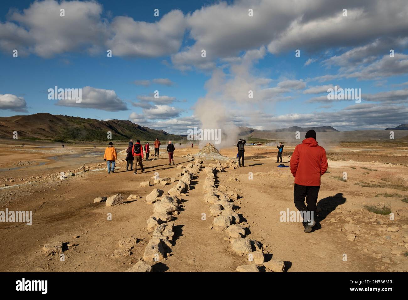 Geothermal bubbling pool of mud emitting sulfuric gas Stock Photo - Alamy