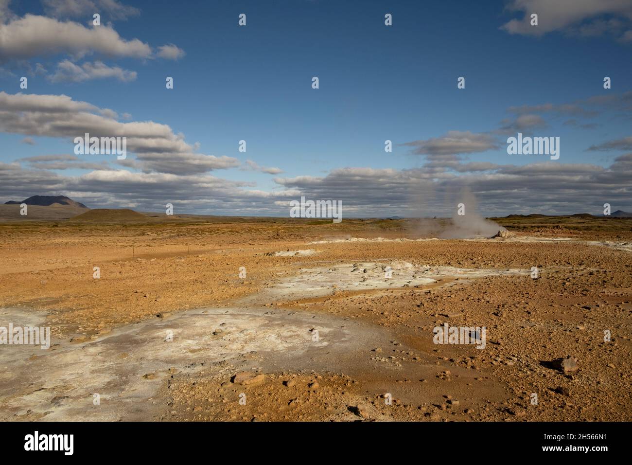 Geothermal area bubbling pools of mud steaming sulfuric gas Stock Photo ...
