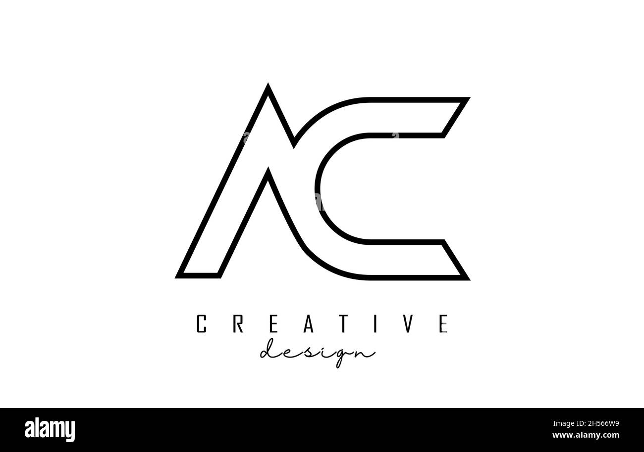 Outline AC letters logo with a minimalist design. Geometric vector ...