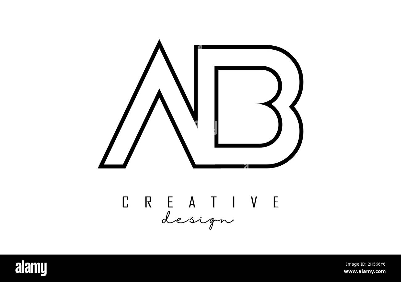 Outline AB letters logo with a minimalist design. Geometric vector ...