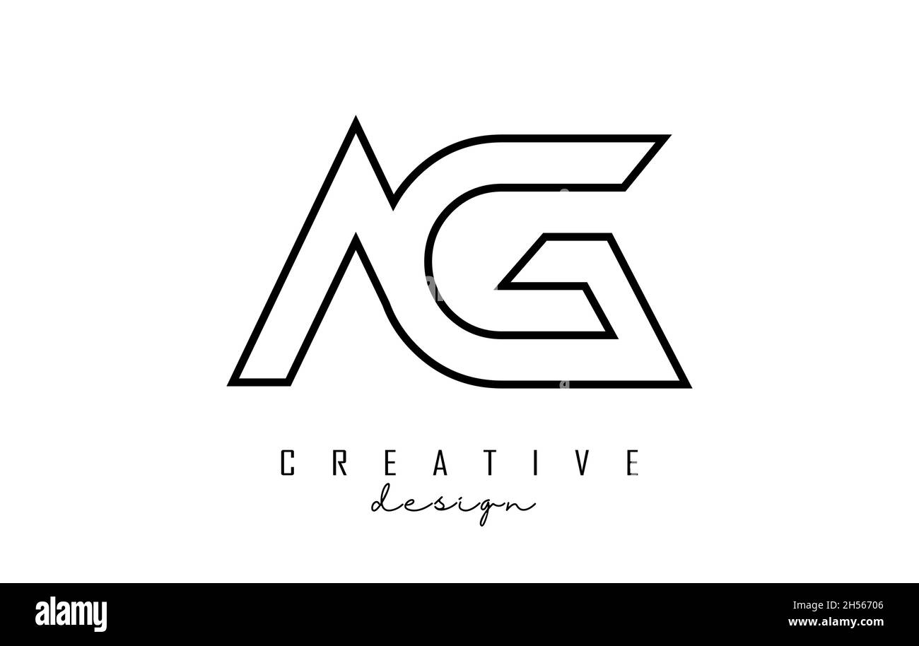 Outline AG letters logo with a minimalist design. Geometric vector ...