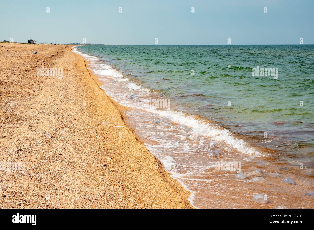 Summer evening on a beach of Azov Sea Stock Photo - Alamy