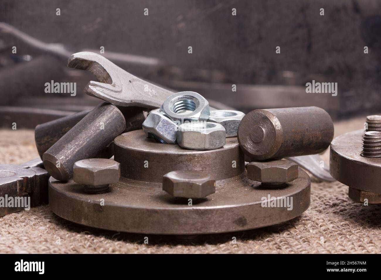 Old hand tools ,Pliers screwdriver wrench rusted iron metal tools on ...