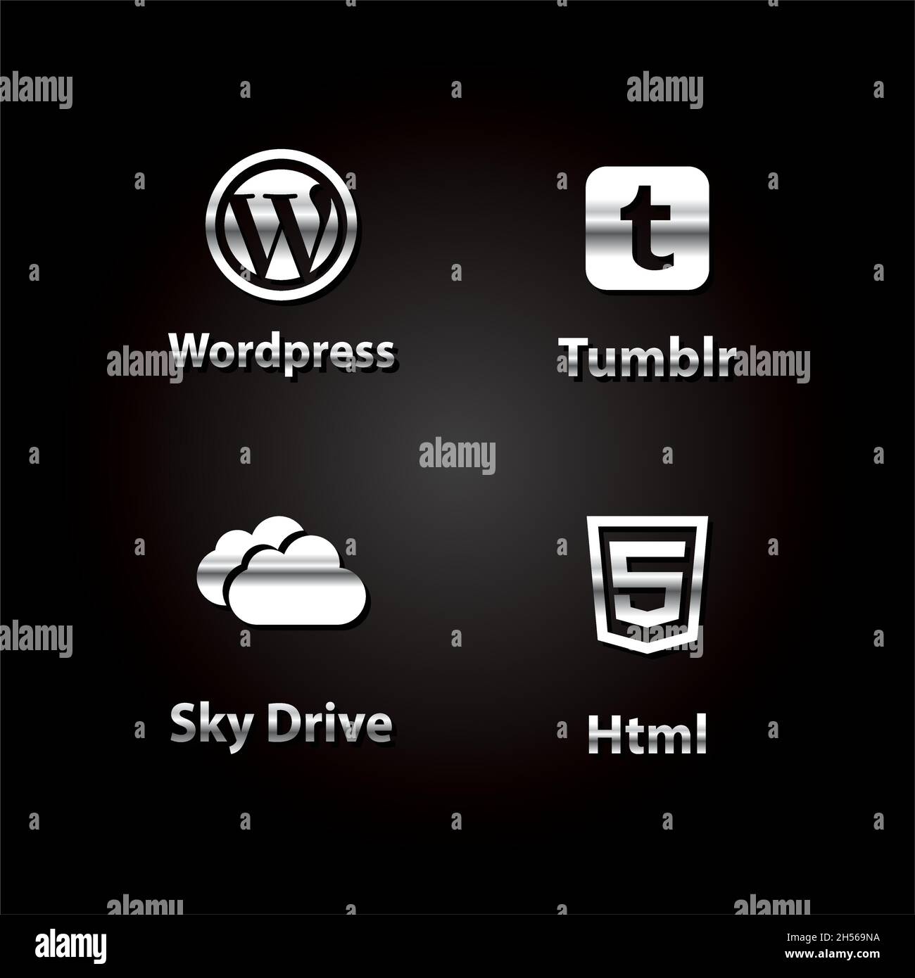 set of Black glossy icon on Black background Stock Vector Image & Art ...