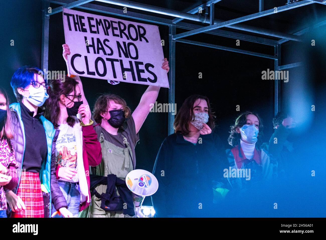 Fridays for Future Scotland organisers at the end of the march through Glasgow during the COP26 ...