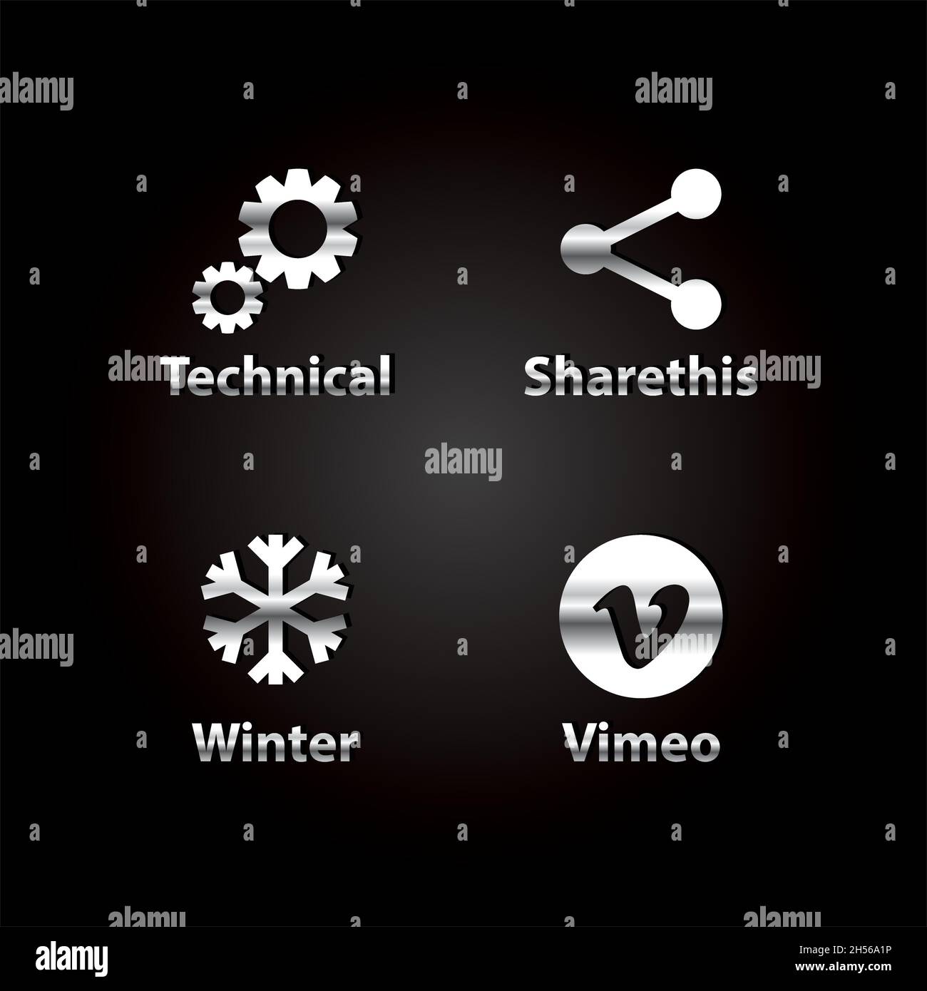 set of Black glossy icon on Black background Stock Vector Image & Art ...