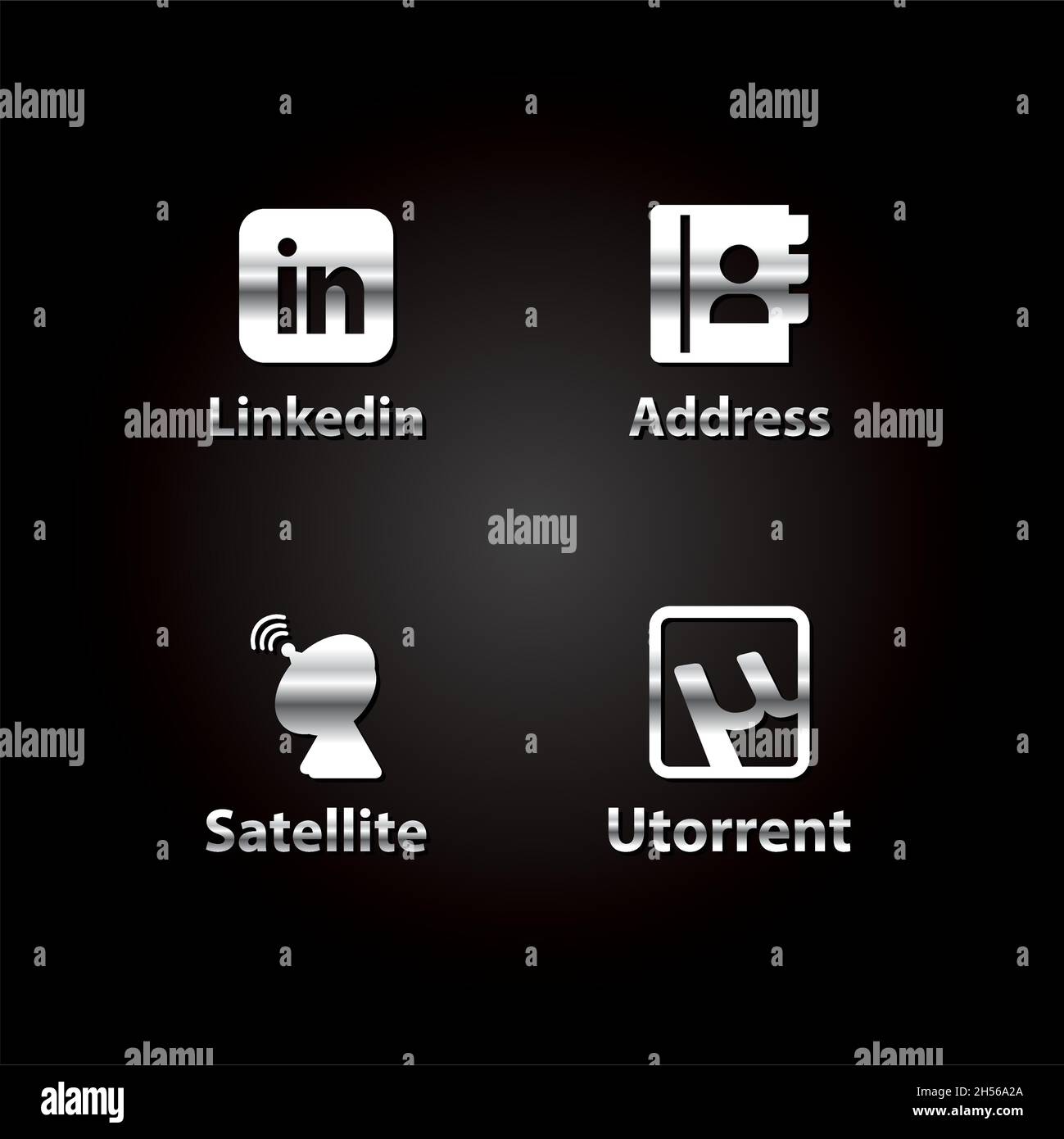 set of Black glossy icon on Black background Stock Vector Image & Art ...