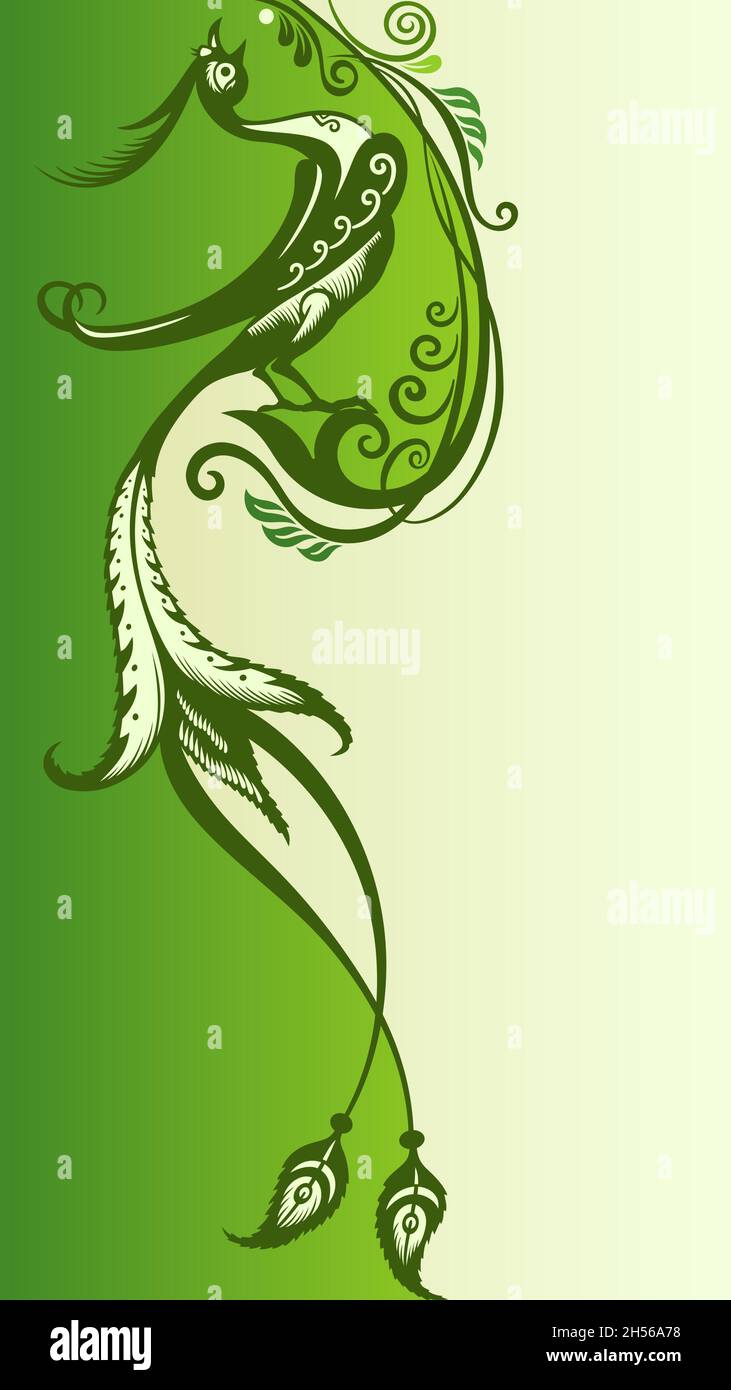 Floral and bird hand drawn vector vintage illustration. Nature elements ...