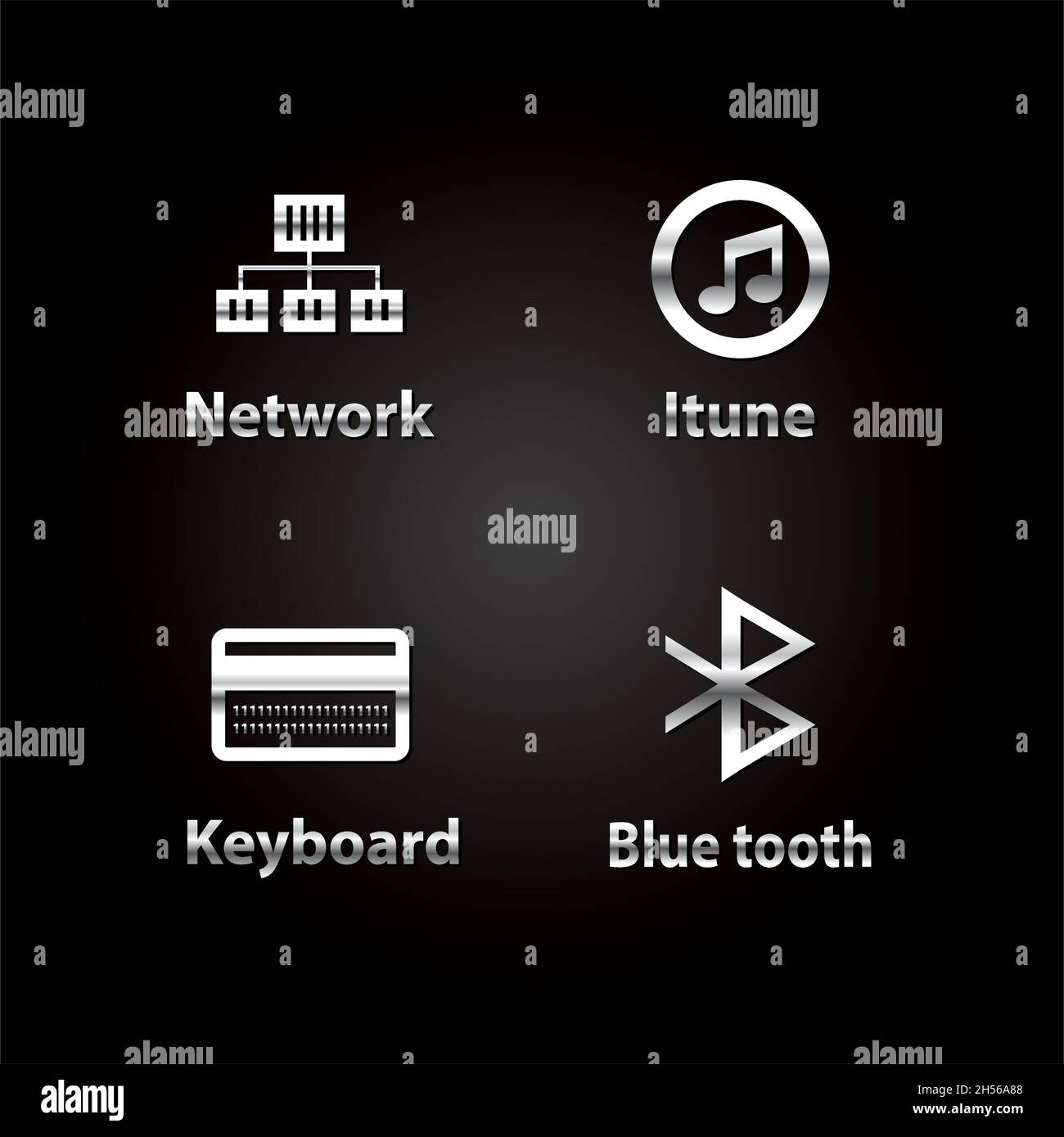 set of Black glossy icon on Black background Stock Vector Image & Art ...