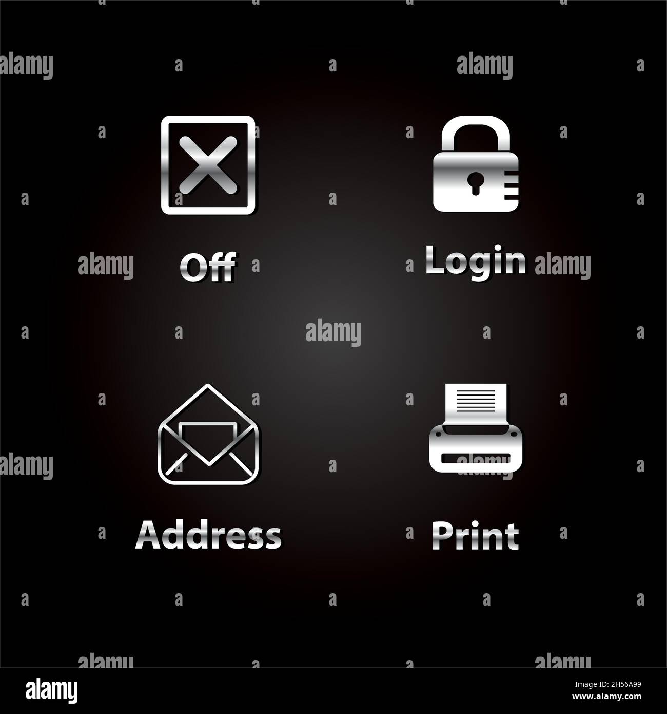 set of Black glossy icon on Black background Stock Vector Image & Art ...